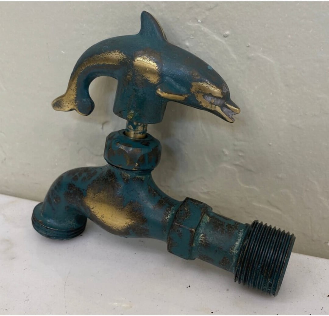 Multi-patinated Brass Outdoor Garden Spigot/faucet With Dolphin, New - Etsy