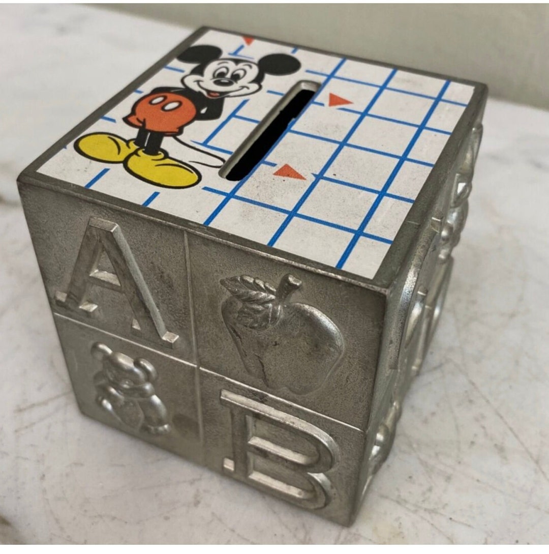 Vintage Mickey Mouse Cube-shaped Metal Coin Bank - Etsy