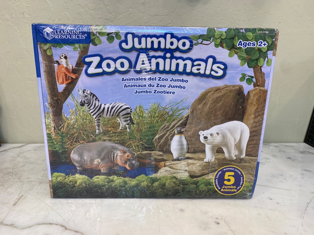 Jumbo Zoo Animals, Assorted Species, Set of 5 - Etsy UK