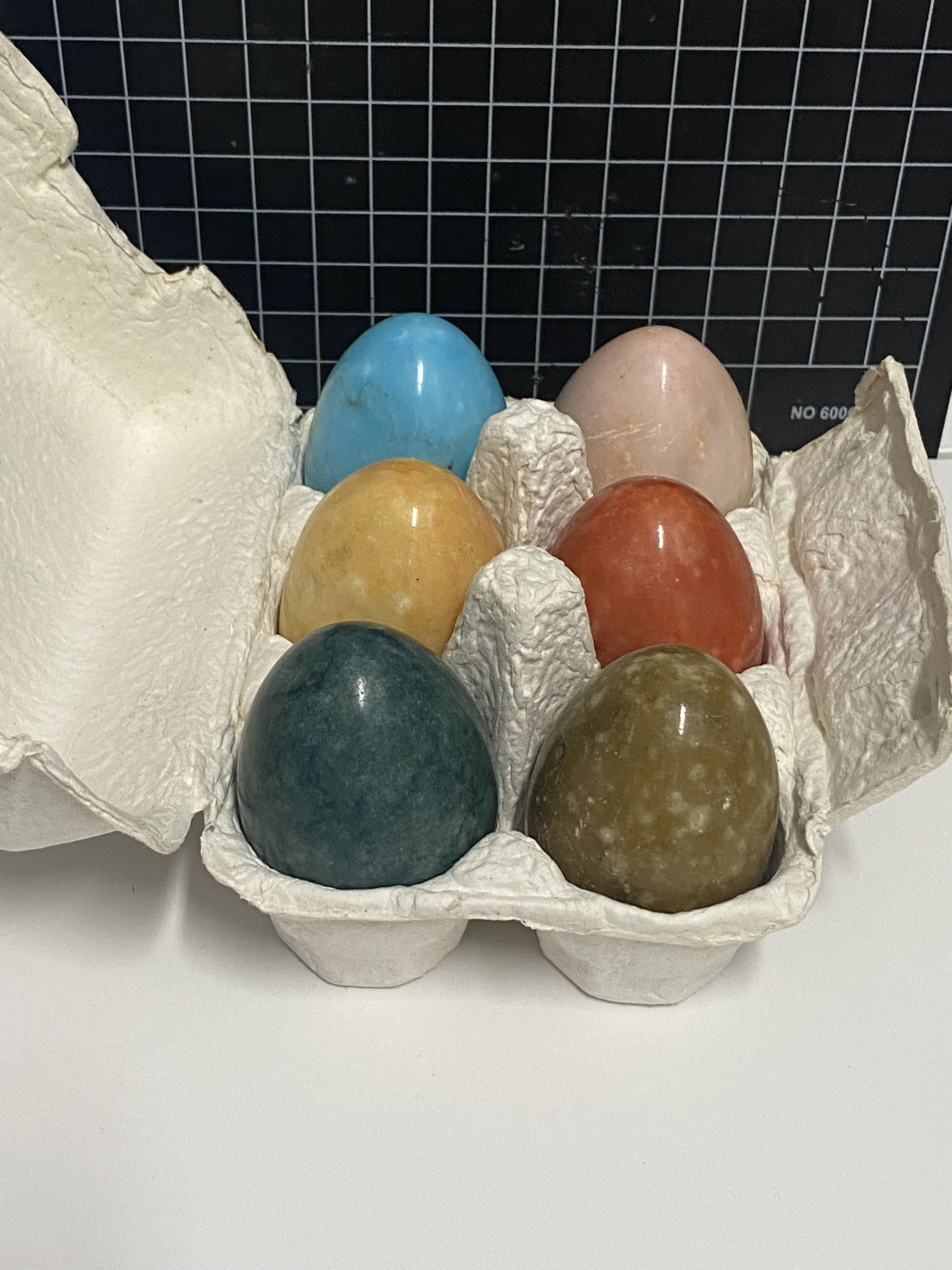 Set of 6 Hand Craved Alabaster Eggs With Different Colors - Etsy