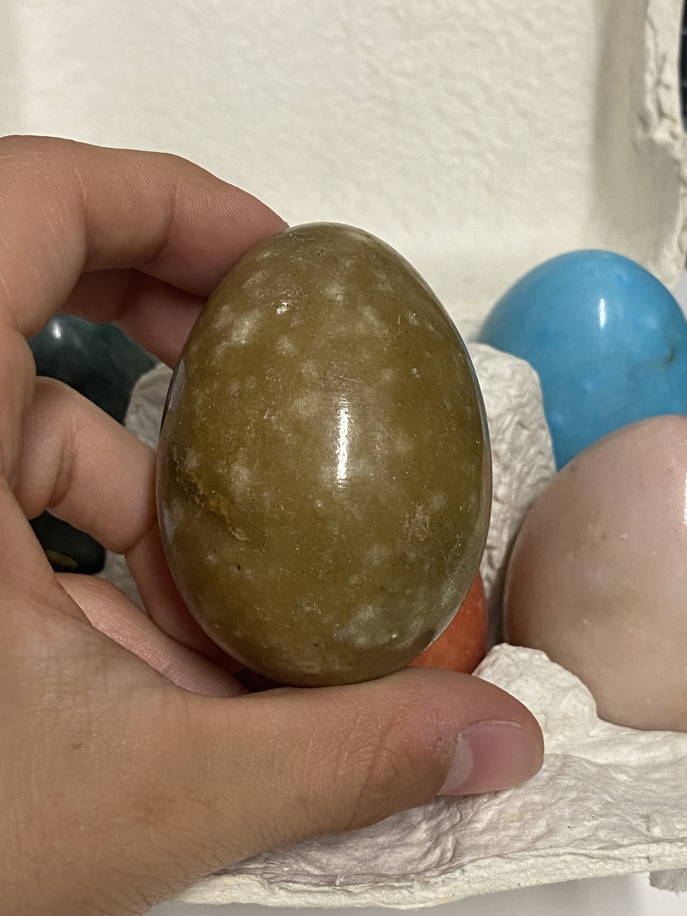 Set of 6 Hand Craved Alabaster Eggs With Different Colors - Etsy