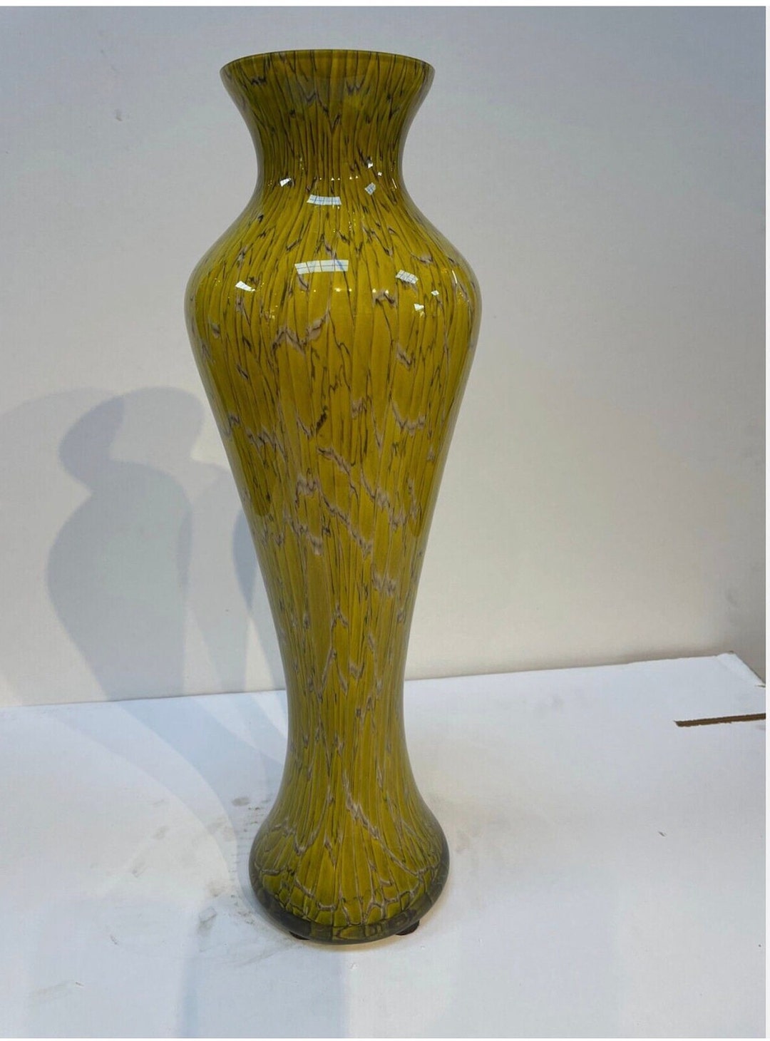Unique Hand Blown Glass Yellow Vase - Etsy