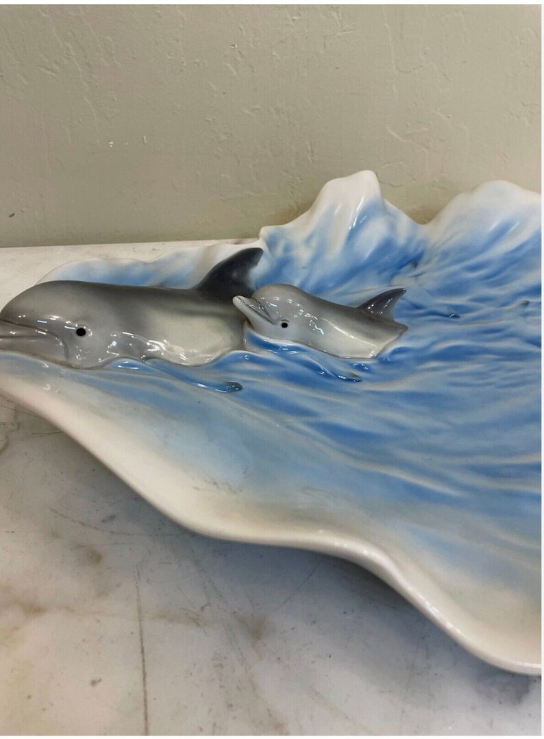 Porcelain Canape Plate With Dolphins Swimming - Etsy