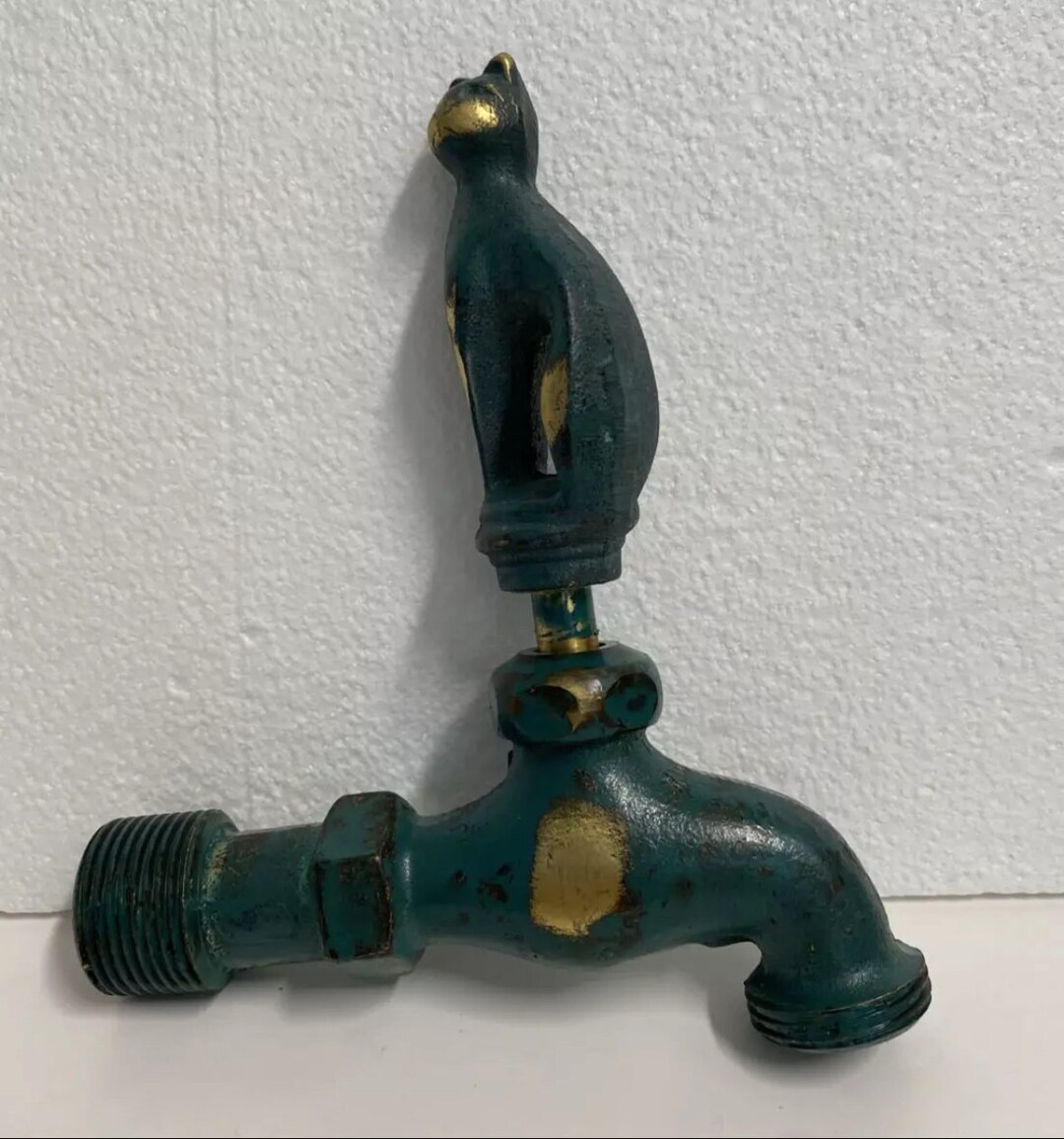 Multi-patinated Brass Outdoor Garden Spigot/faucet With Cat, New - Etsy