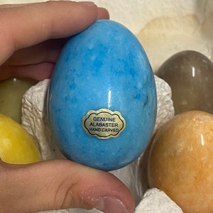 Set of 6 Hand Craved Alabaster Eggs With Different Colors - Etsy
