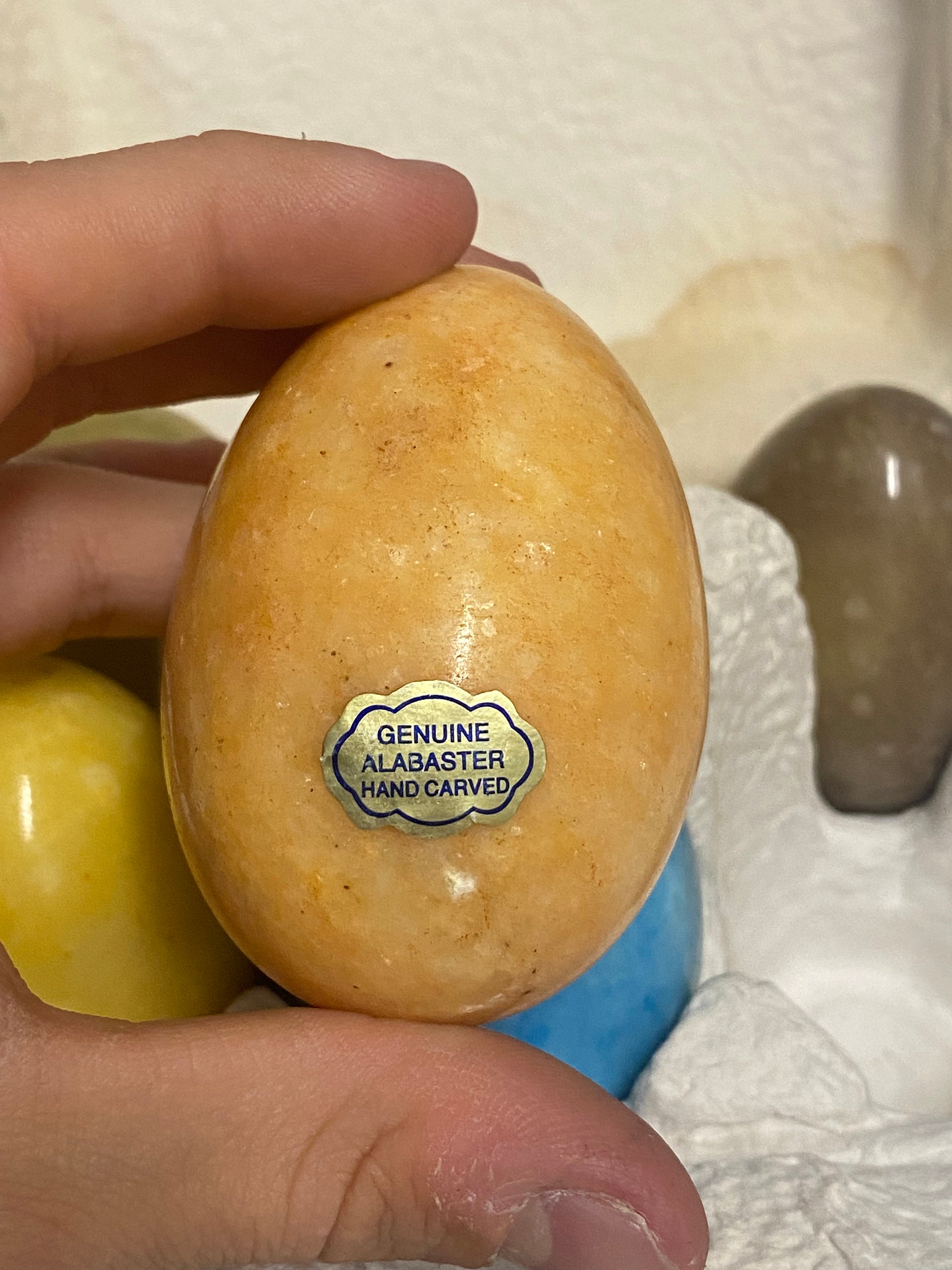 Set of 6 Hand Craved Alabaster Eggs With Different Colors - Etsy