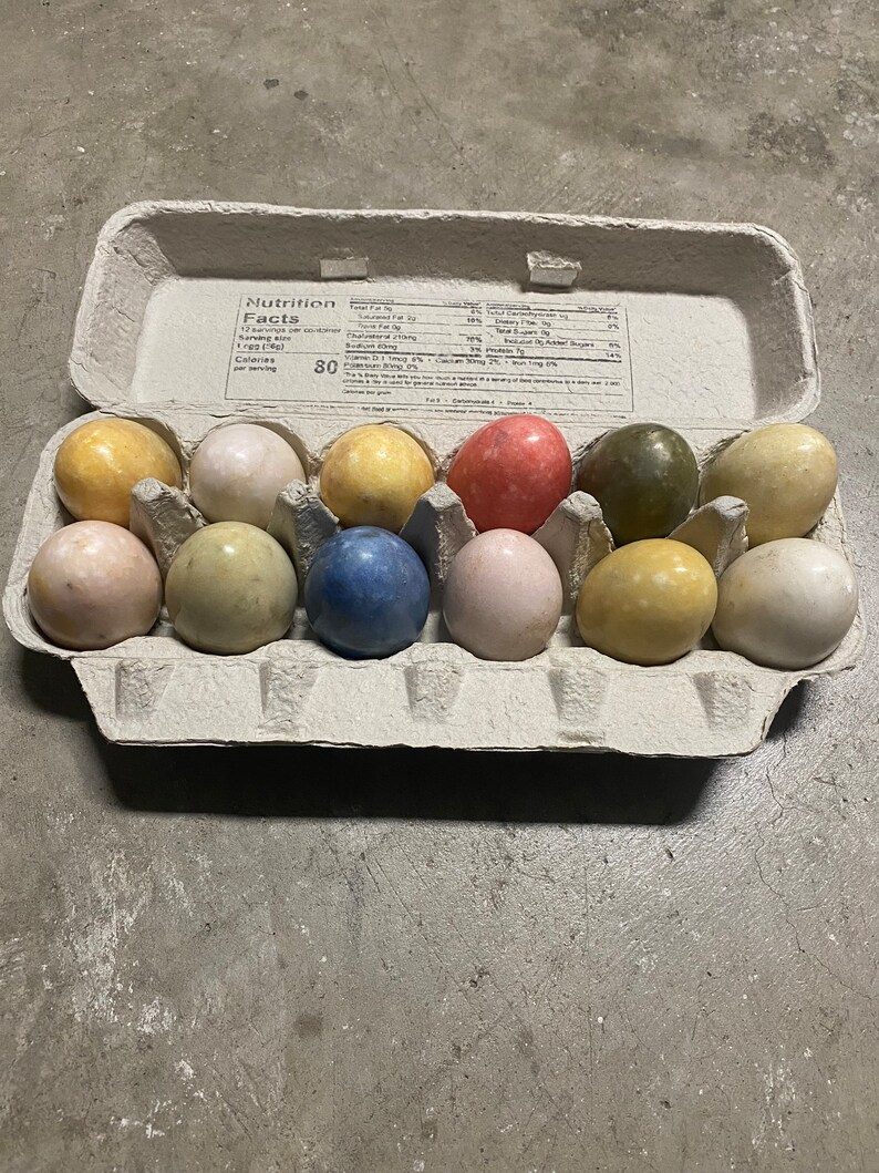 Set of 12 Alabaster Eggs With Different Colors - Etsy