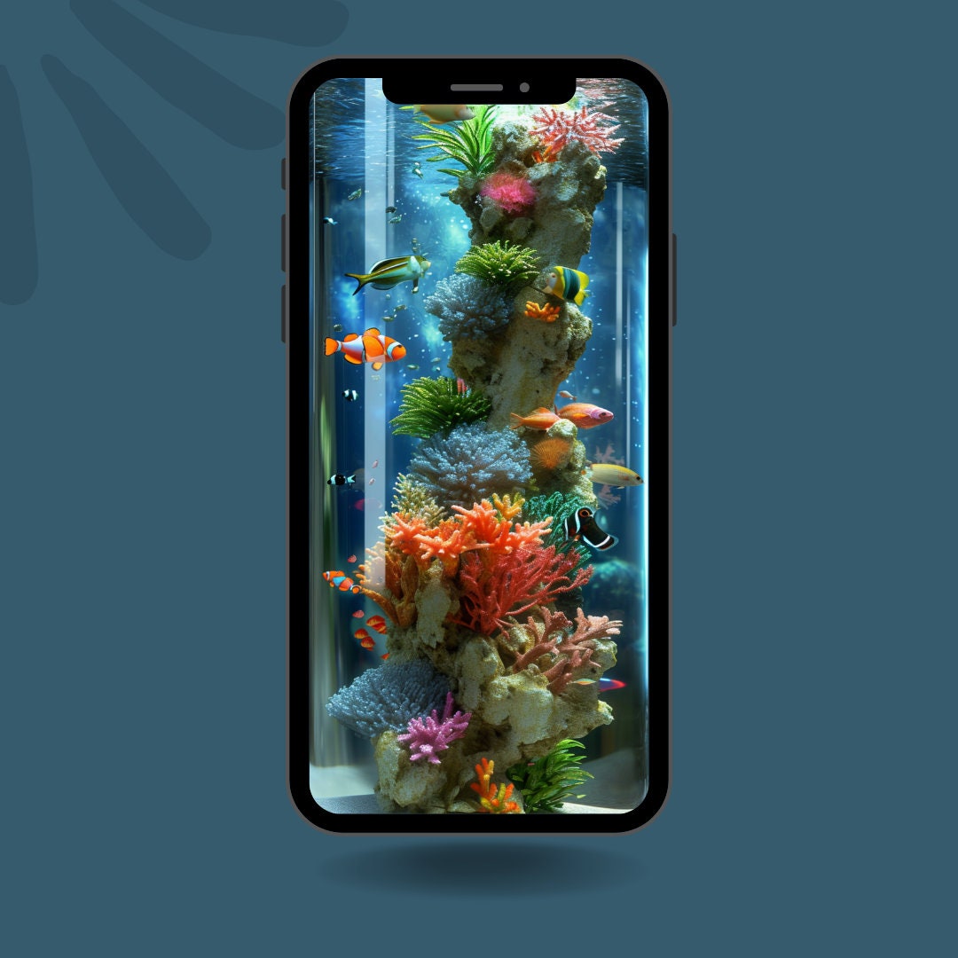 Realistic 3D Aquarium Phone Wallpaper With Plants & Fish, Underwater ...