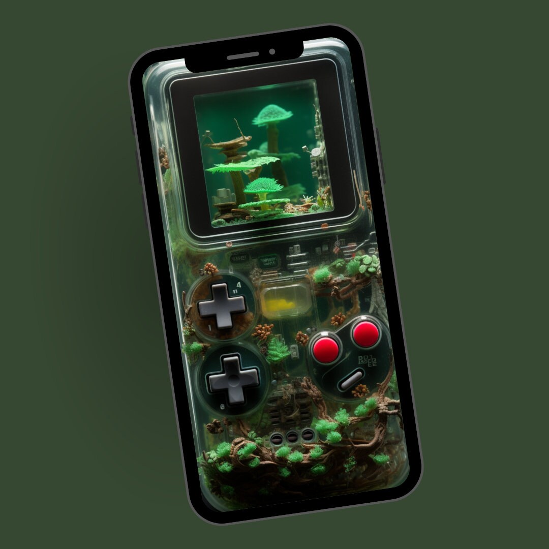 Realistic 3D Green Gameboy Phone Wallpaper, Retro Gaming Phone ...