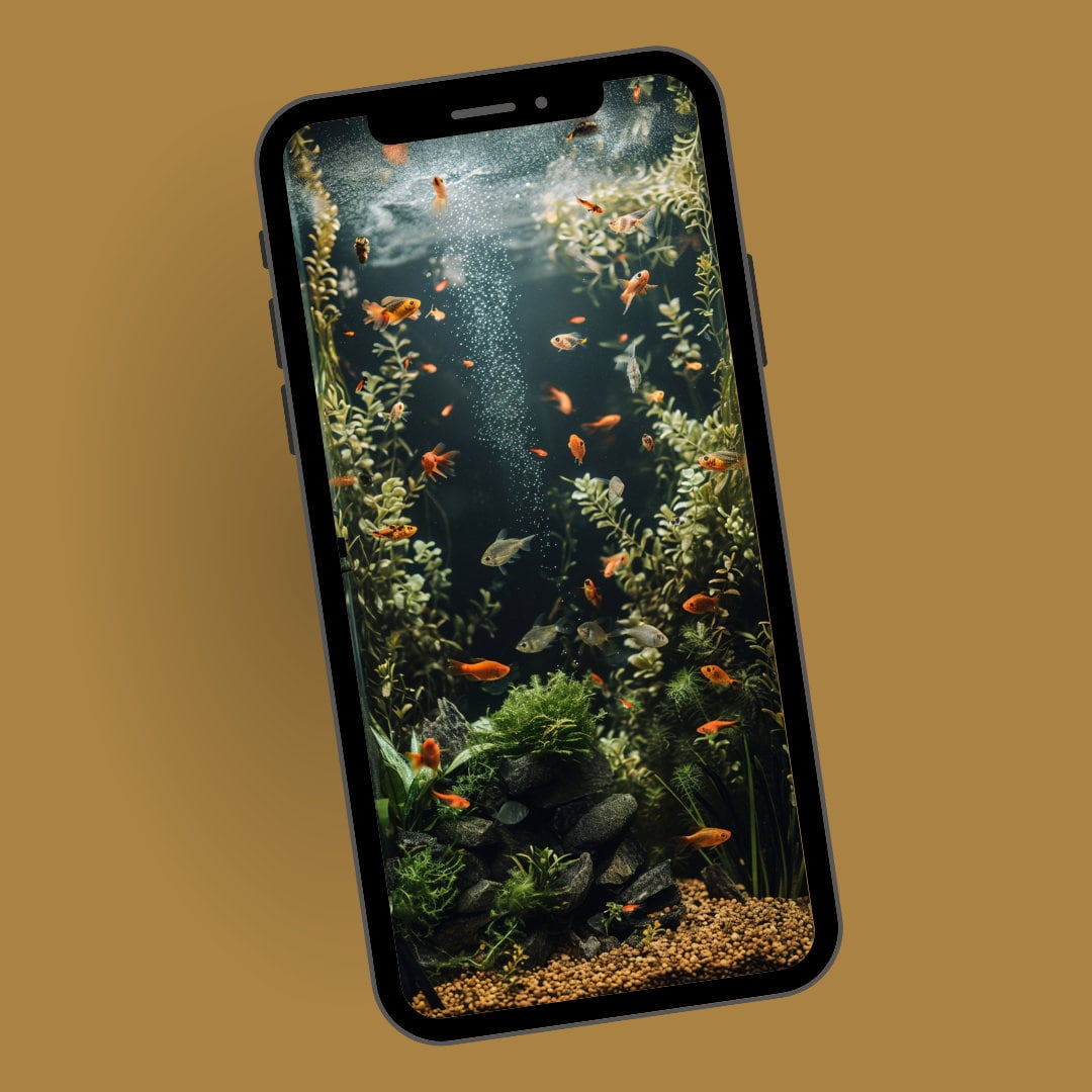 Realistic 3D Aquarium Phone Wallpaper With Plants & Fish, Underwater ...
