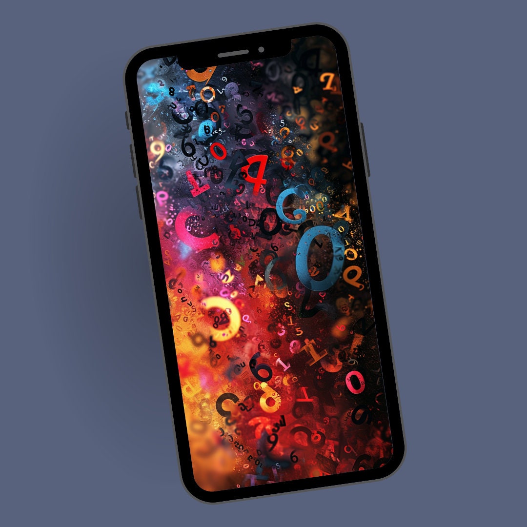 Colorful Numbers and Letters Phone Wallpaper, Unique Phone Background ...