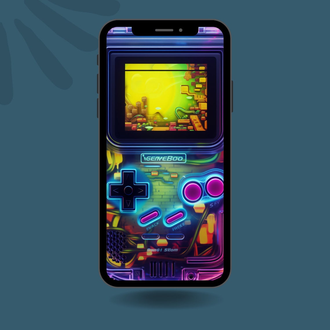 Realistic 3D Neon Gameboy Phone Wallpaper, Retro Gaming Phone ...