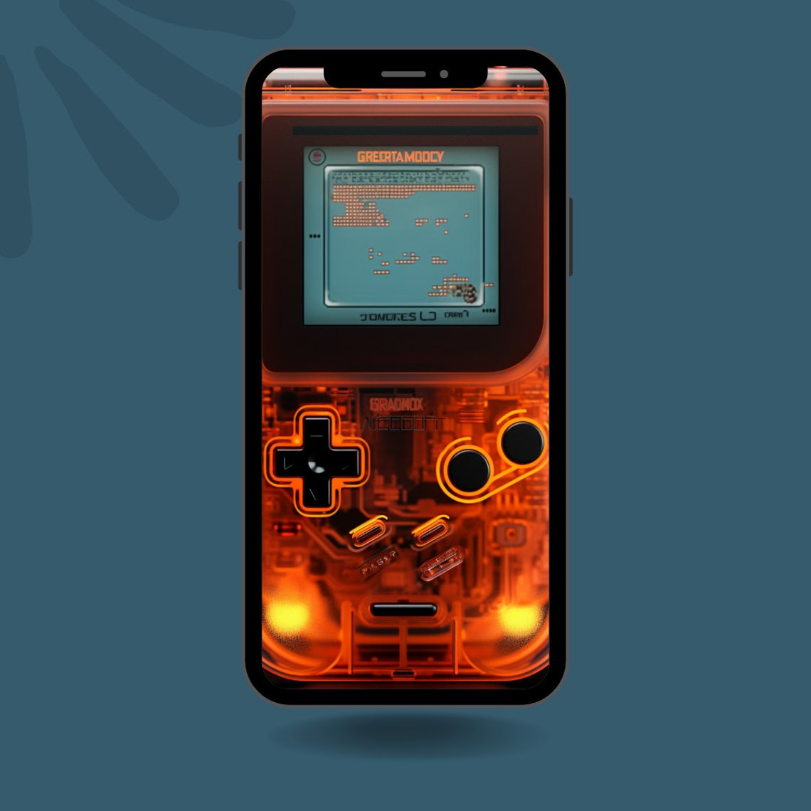 Realistic 3D Orange Gameboy Phone Wallpaper, Retro Gaming Phone ...