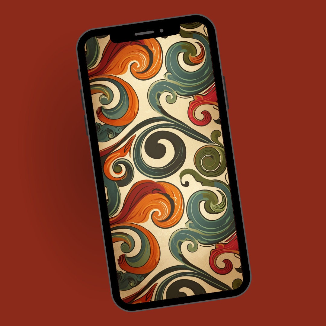 Vintage Tile Design Phone Wallpaper, Retro Pattern Phone Background ...