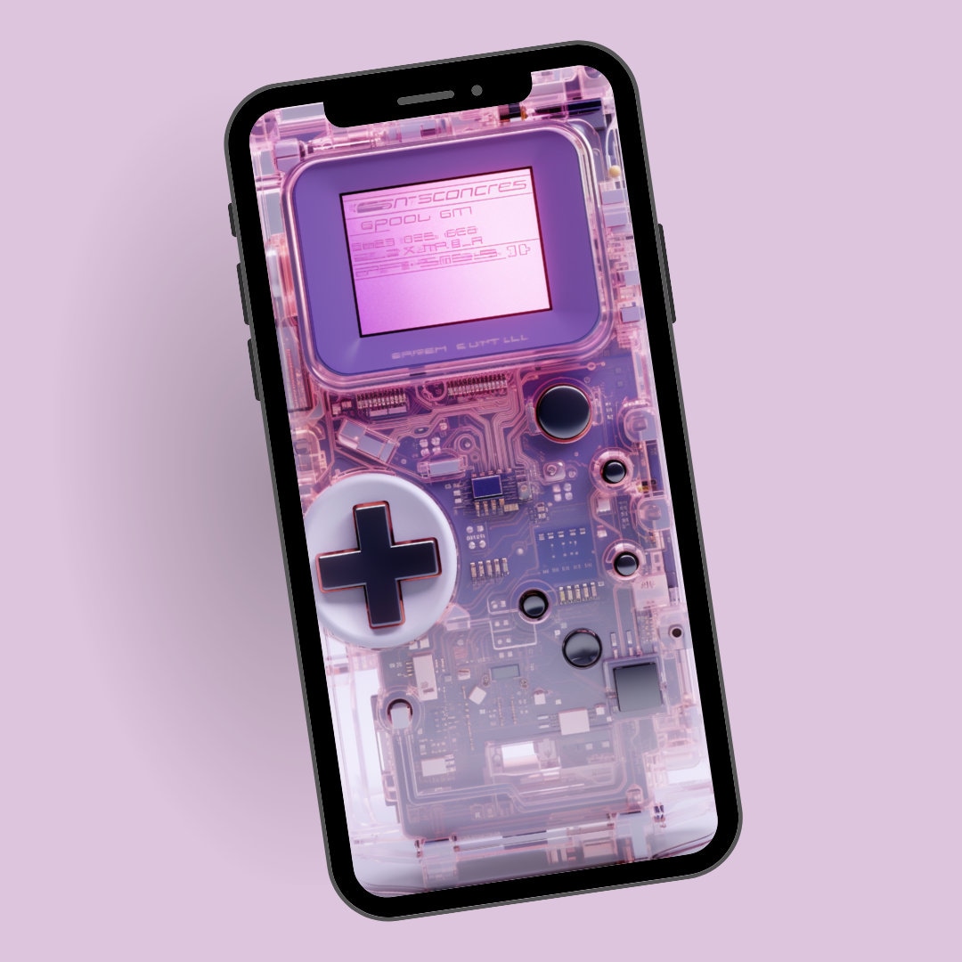 Realistic 3D Purple Gameboy Phone Wallpaper, Retro Gaming Phone ...