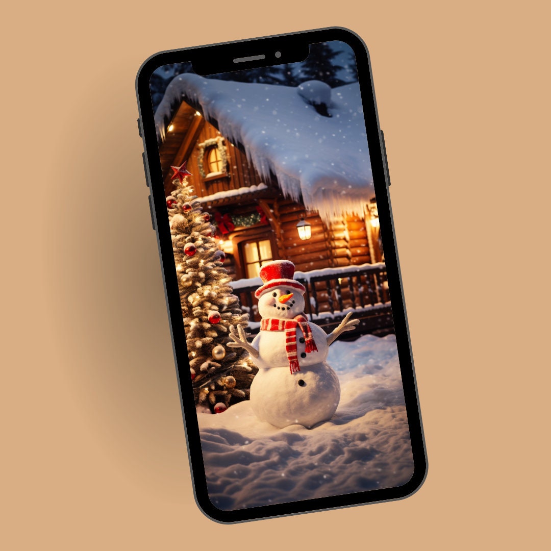 Christmas Snowman Phone Wallpaper, Happy New Year Phone Background ...