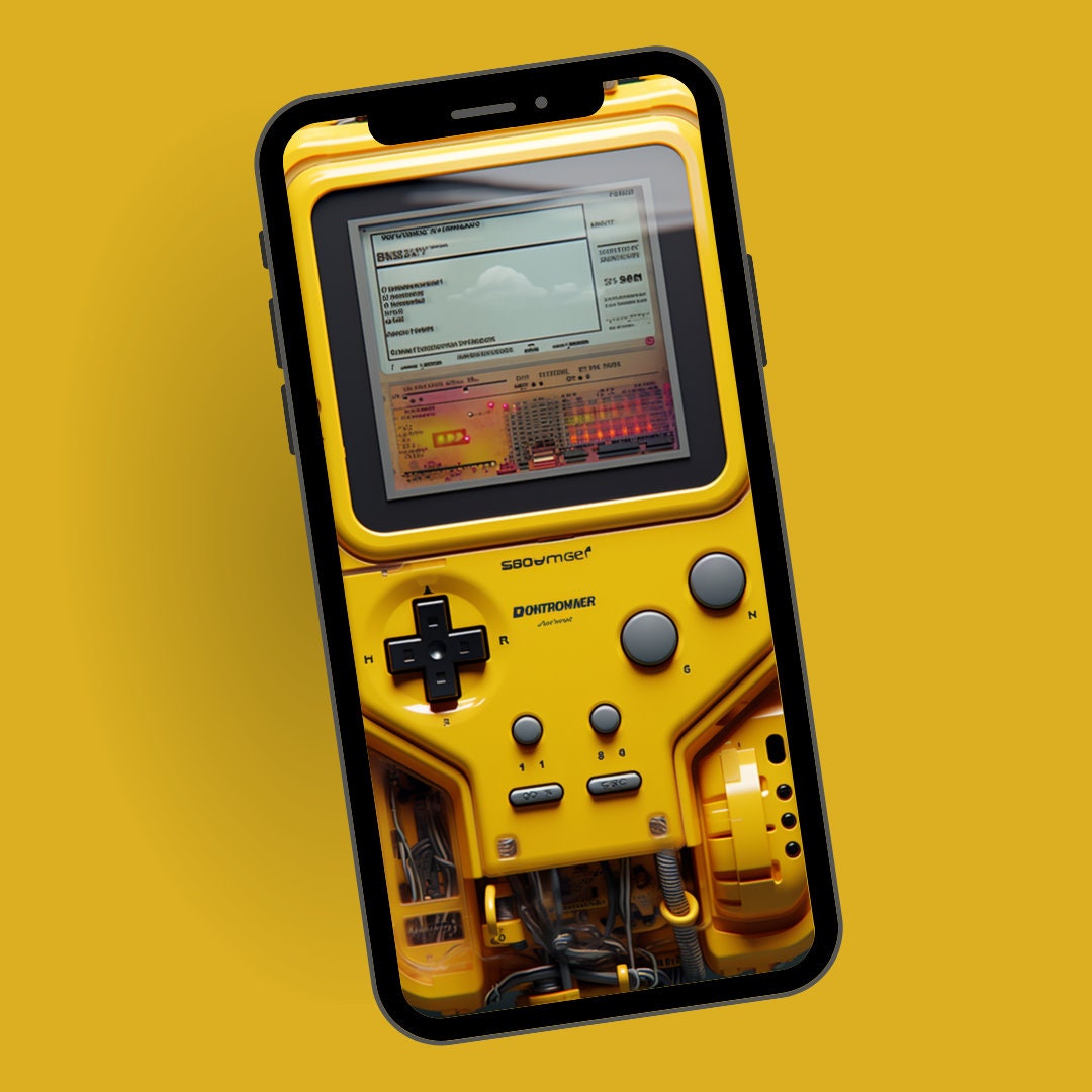 Realistic 3D Yellow Gameboy Phone Wallpaper, Retro Gaming Phone ...