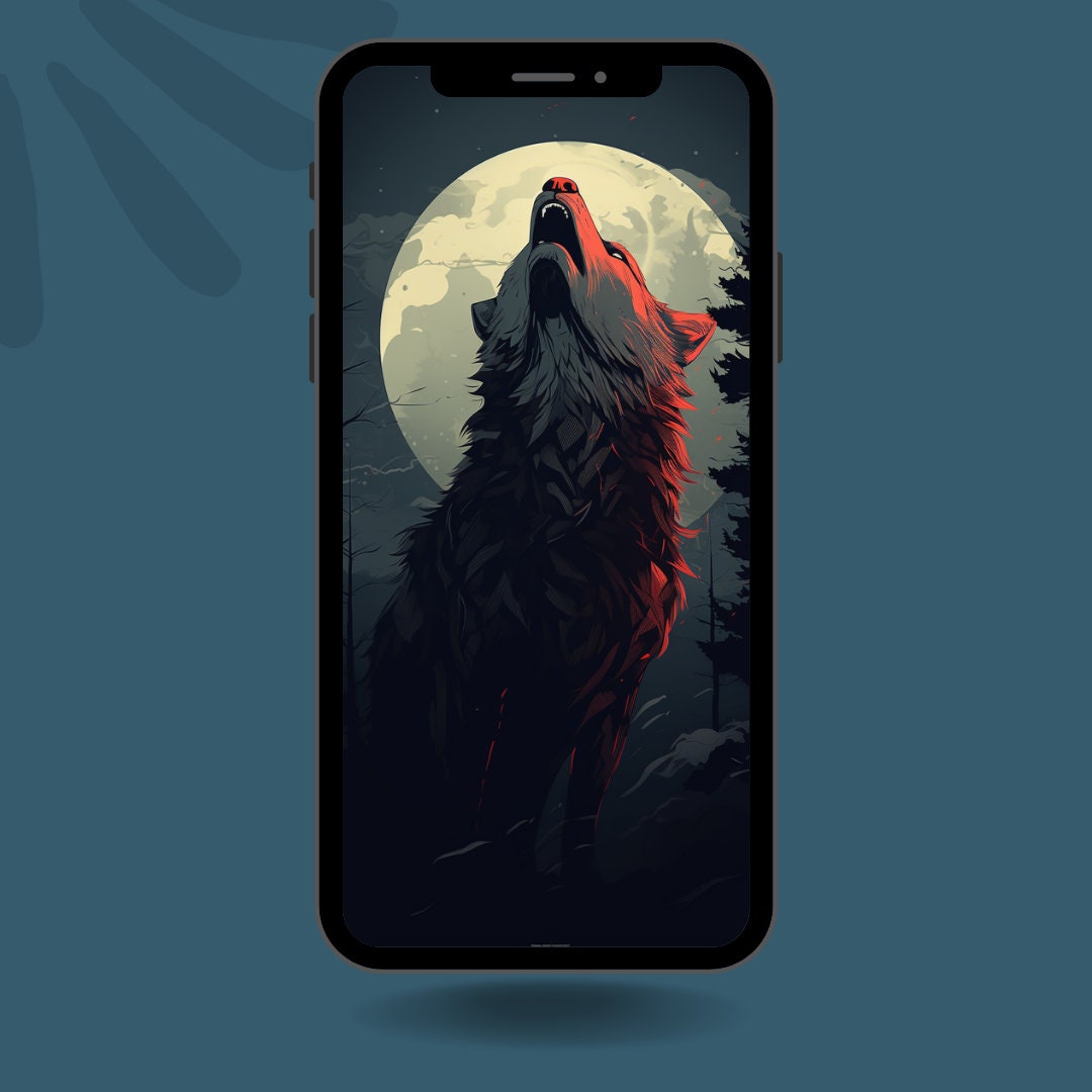 Realistic Howling Wolf in the Night Phone Wallpaper, Mystical Wildlife ...