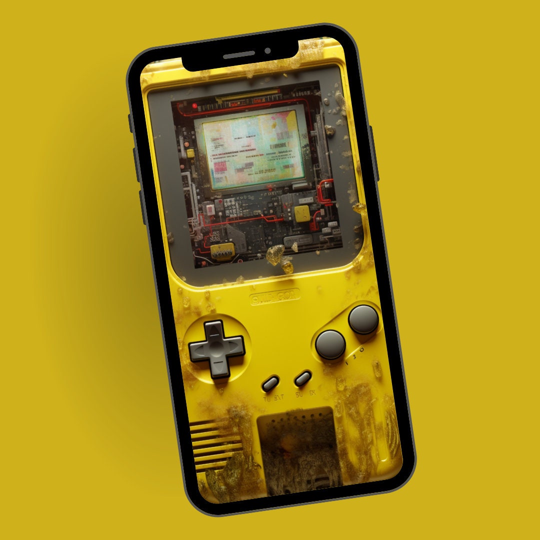Realistic 3D Yellow Gameboy Phone Wallpaper, Retro Gaming Phone ...