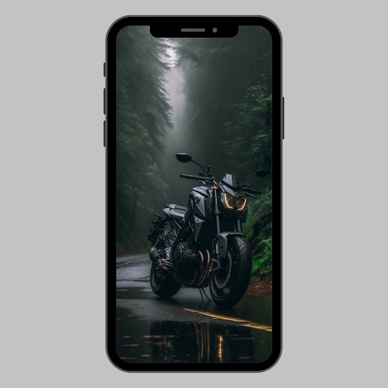 Rainy Day Road With Black Motorcycle Phone Wallpaper, Biker Phone ...