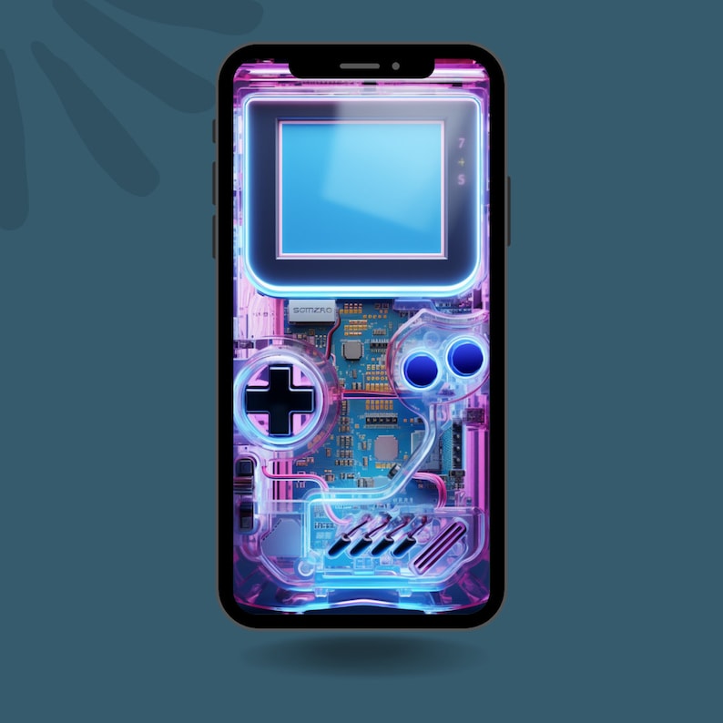 Realistic 3D Neon Gameboy Phone Wallpaper, Retro Gaming Phone ...