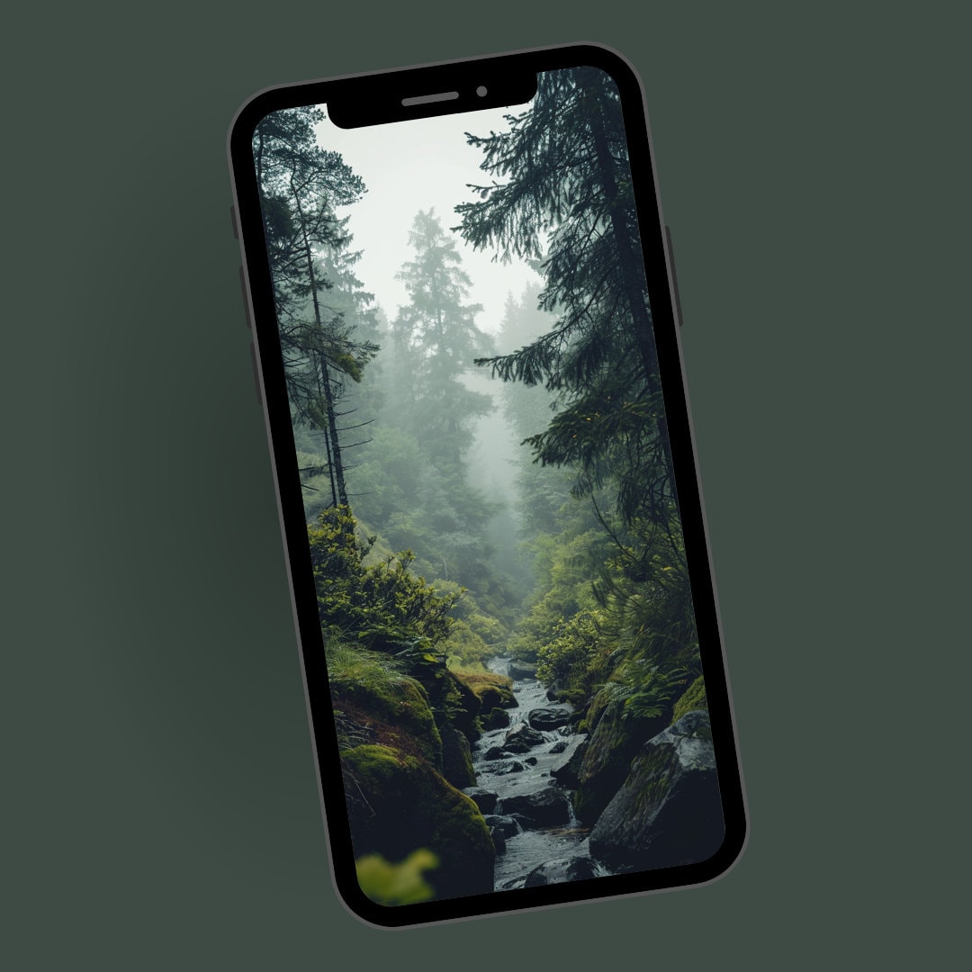 Misty Pine Forest Phone Wallpaper, Nature-inspired Phone Background ...