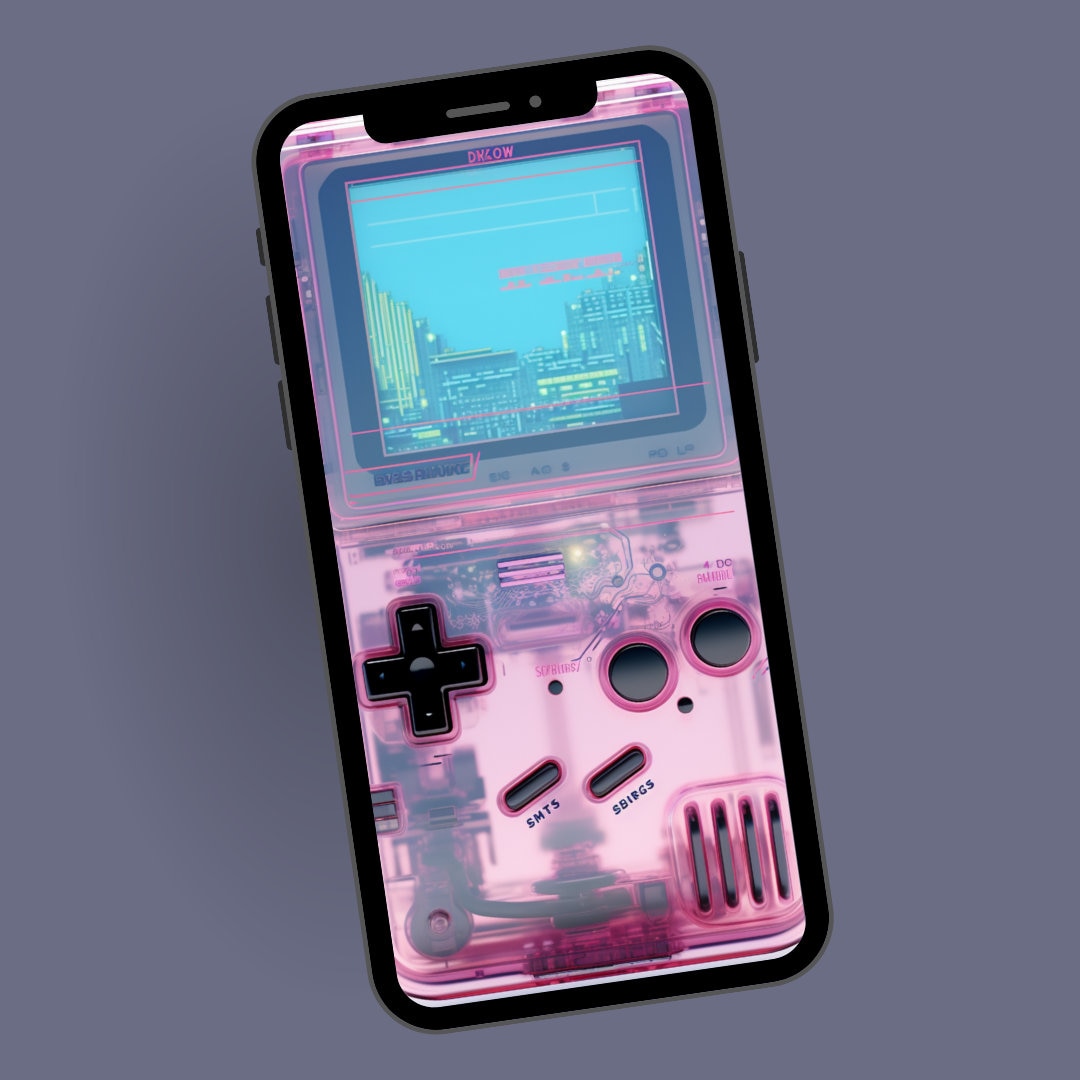 Realistic 3D Pink Gameboy Phone Wallpaper, Retro Gaming Phone ...