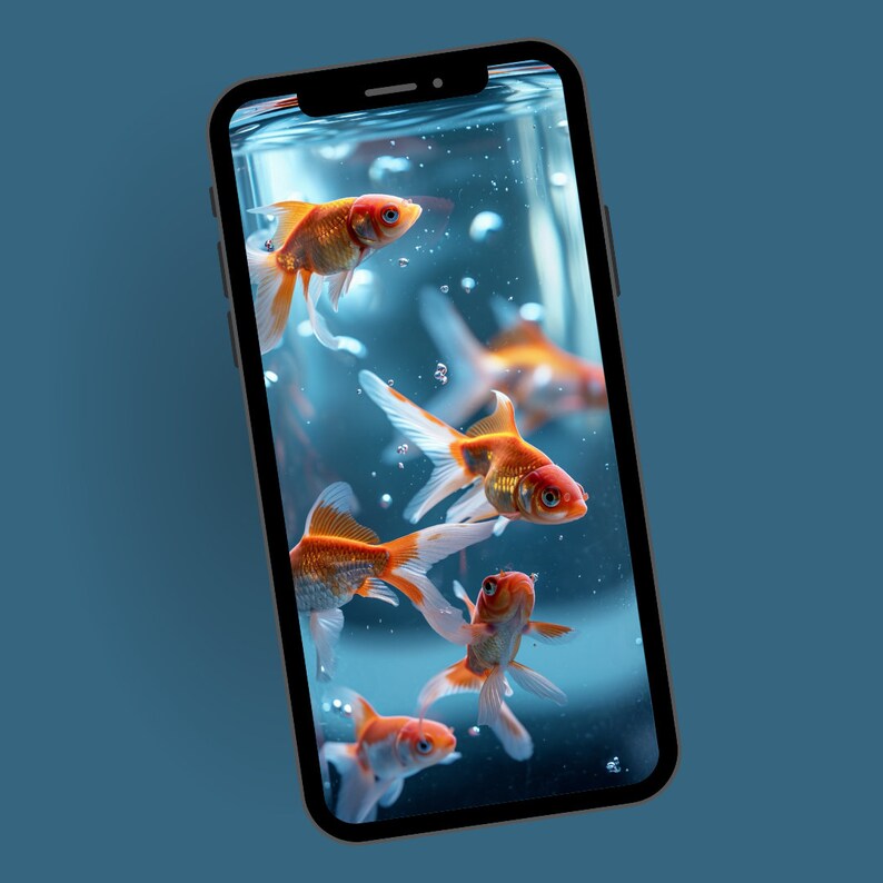 Realistic 3D Aquarium Phone Wallpaper With Red Fish, Underwater Phone ...