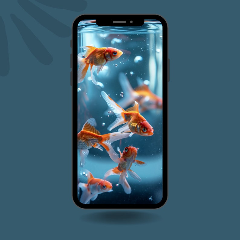Realistic 3D Aquarium Phone Wallpaper With Red Fish, Underwater Phone ...