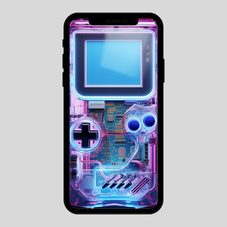 Realistic 3D Neon Gameboy Phone Wallpaper, Retro Gaming Phone ...