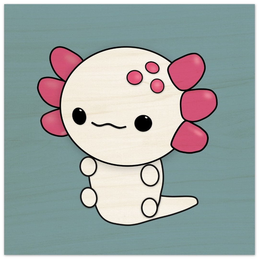 Cute Chibi Axolotol Wood Print (12" X 12" / 30cm X 30cm) - Etsy