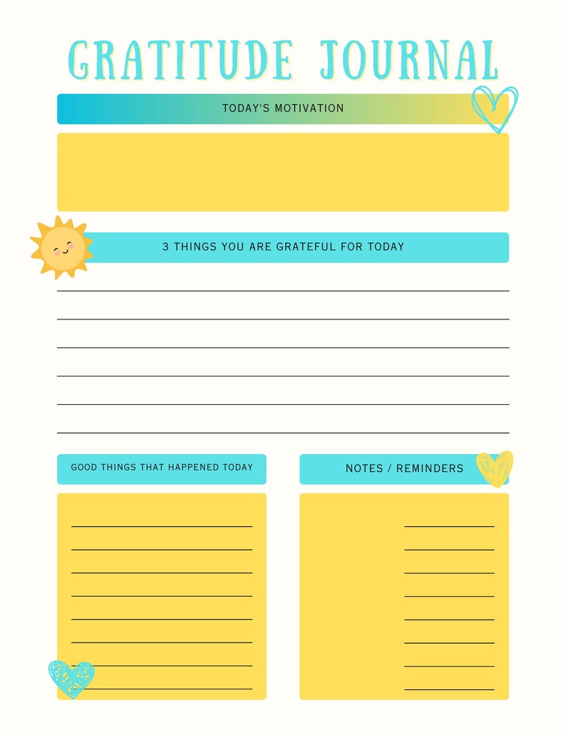 Colorful Kids Gratitude Journal - Etsy