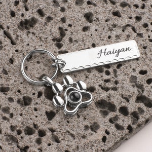 Personalized Pet Projection Photo Keychain, Pet Loss Gift, Custom Name ...