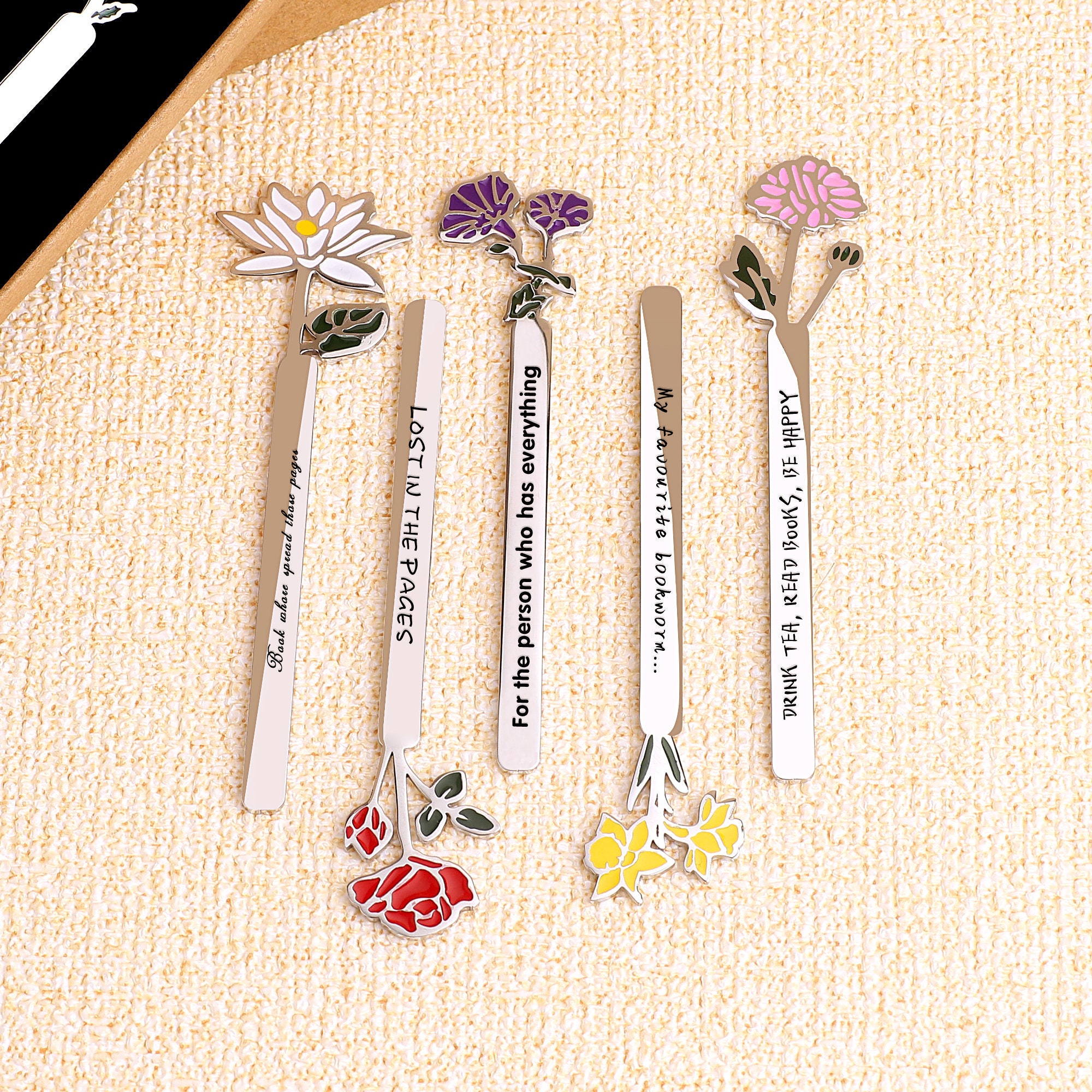Personalized Birth Flower Metal Bookmark Thoughtful Birthday - Etsy