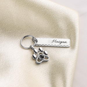 Personalized Pet Projection Photo Keychain, Pet Loss Gift, Custom Name ...