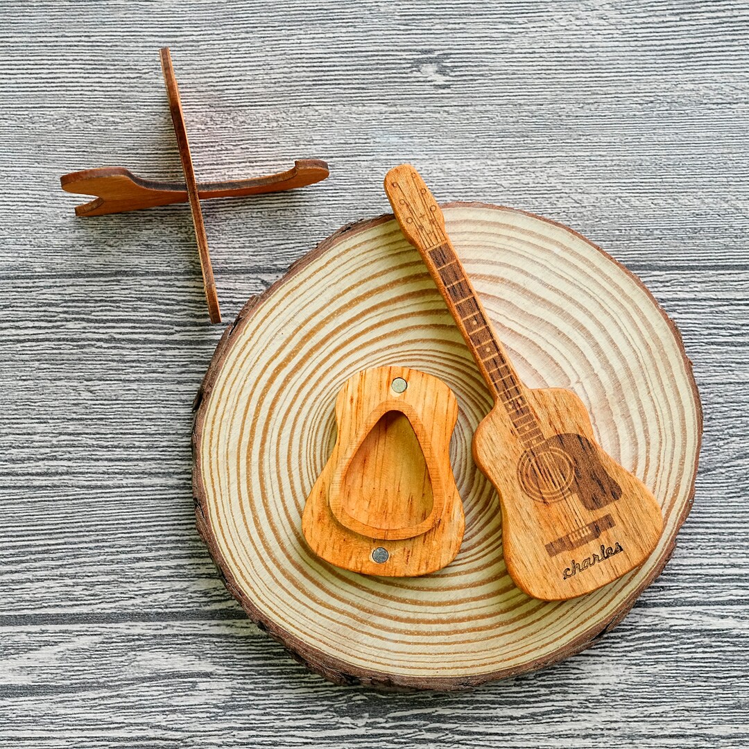 Customized Wooden Guitar Pick Box, Engraved Name Guitar Pick Box ...