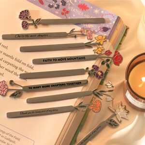 Personalized Birth Flower Metal Bookmark, Vintage Month Flower Design ...