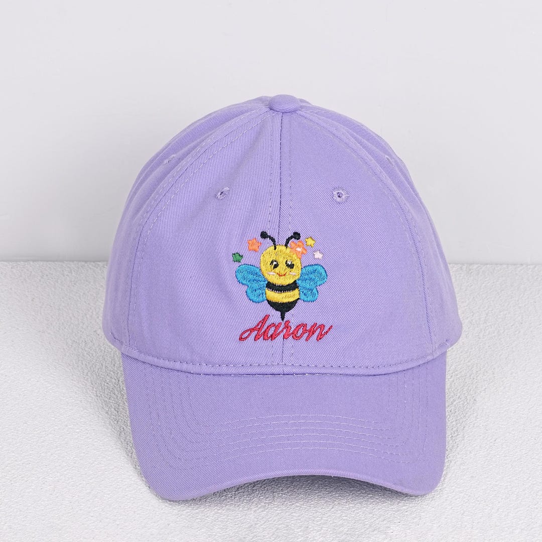 Custom Bee Pattern Embroidered Hats, Cute Cartoon Bee Cap With Name ...