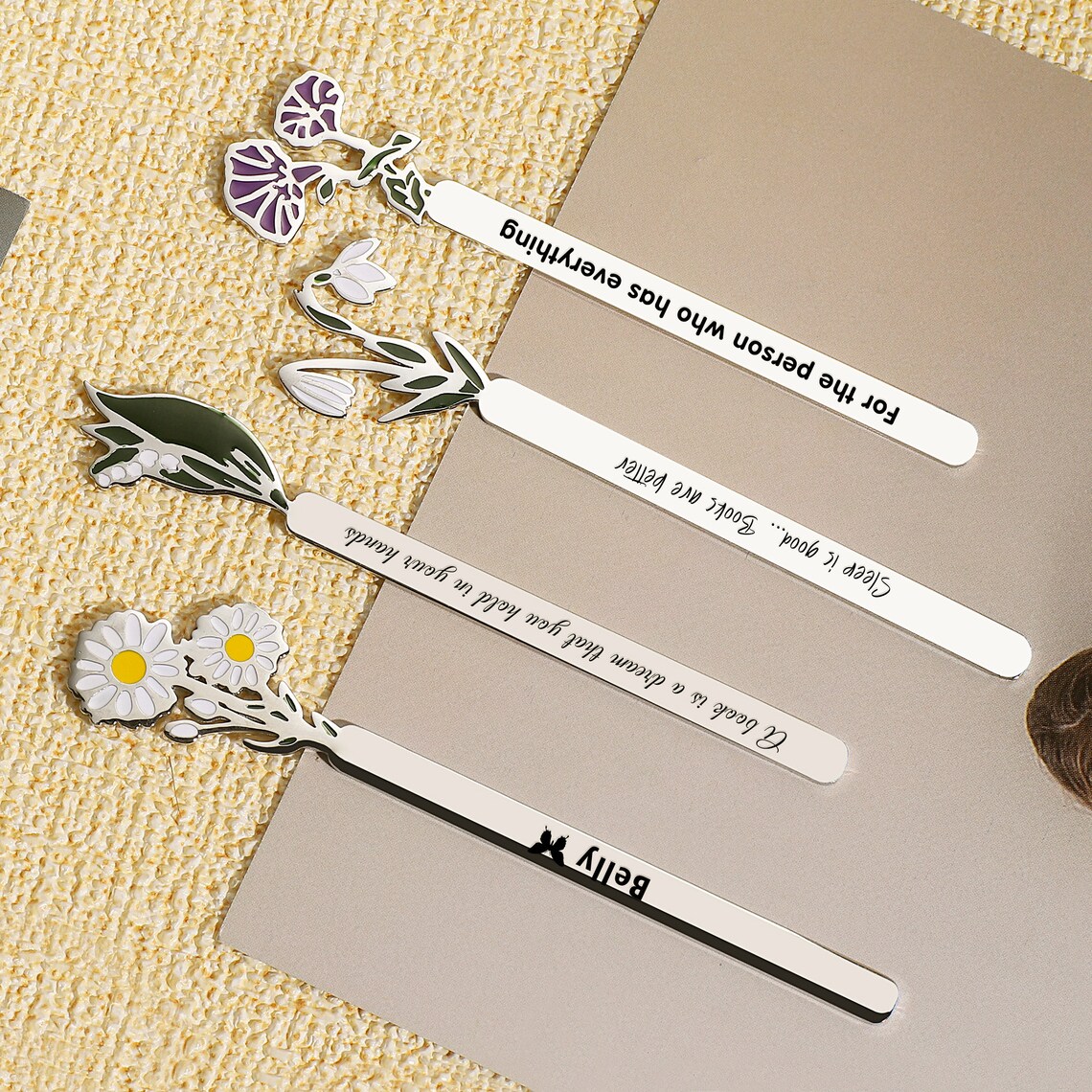 Personalized Birth Flower Metal Bookmark Thoughtful Birthday - Etsy