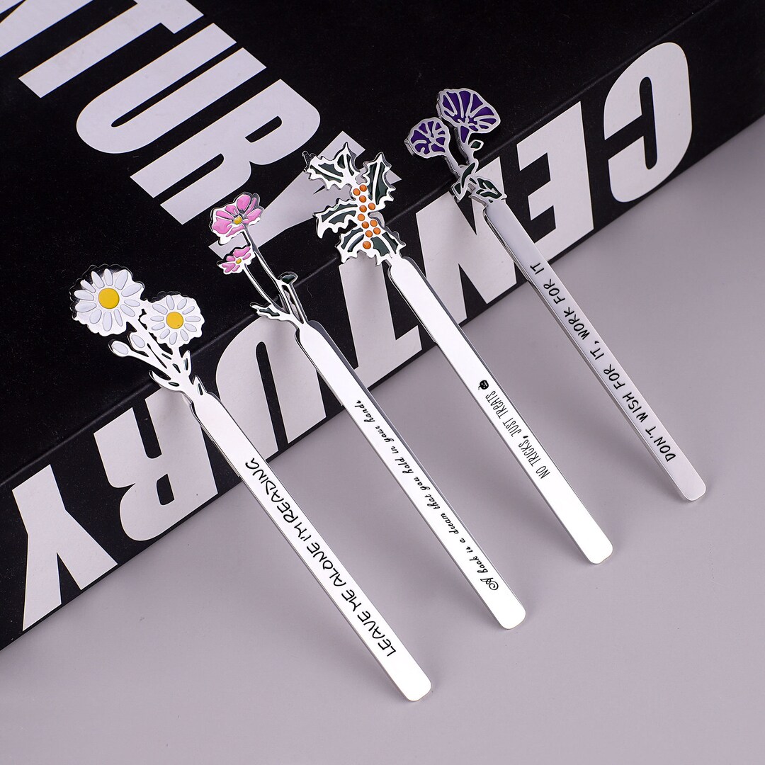 Custom Birth Flower Metal Bookmark Inspirational Bookmarks - Etsy