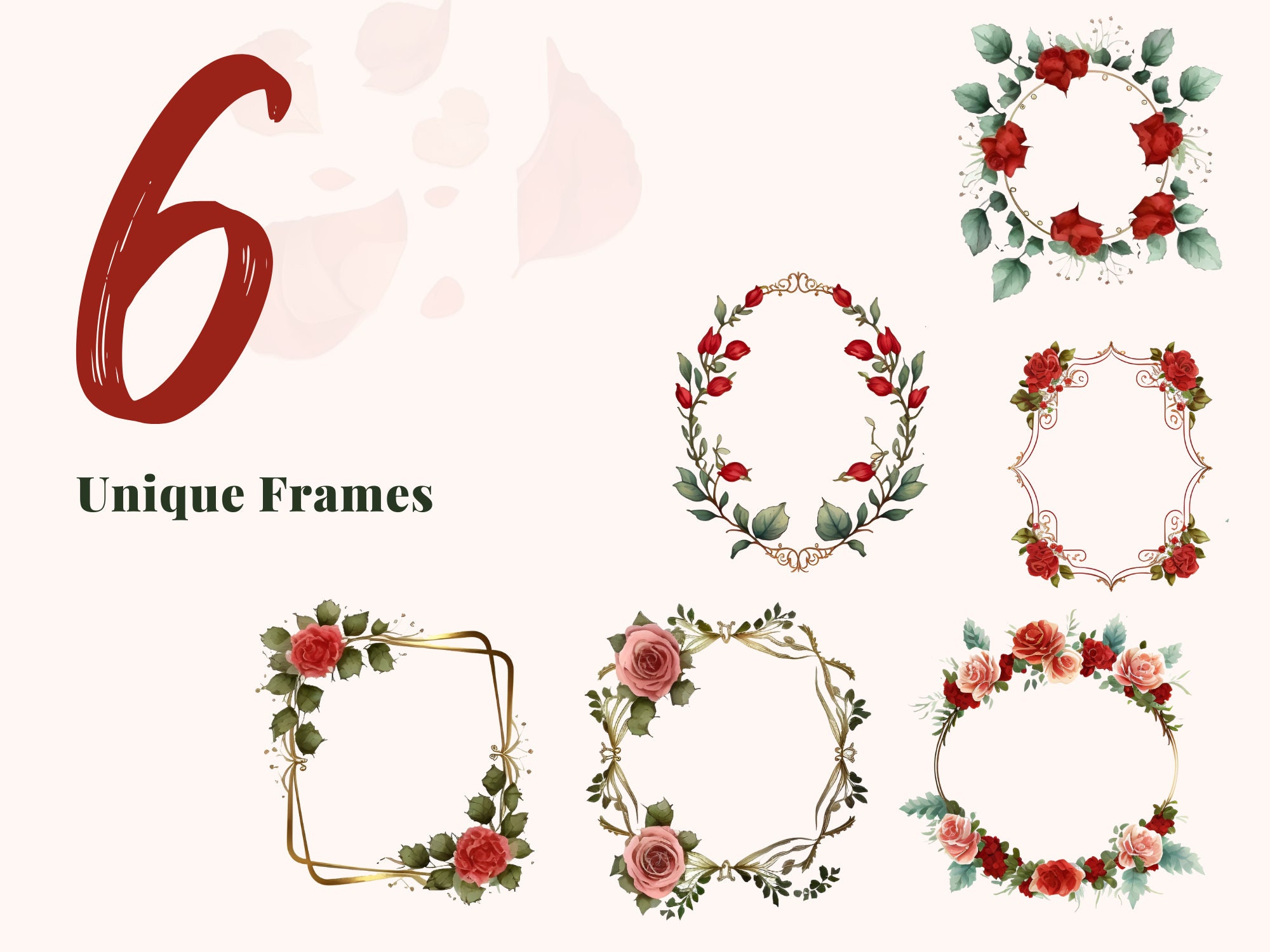 Watercolor Floral Red Roses Clipart Red Roses Watercolor - Etsy