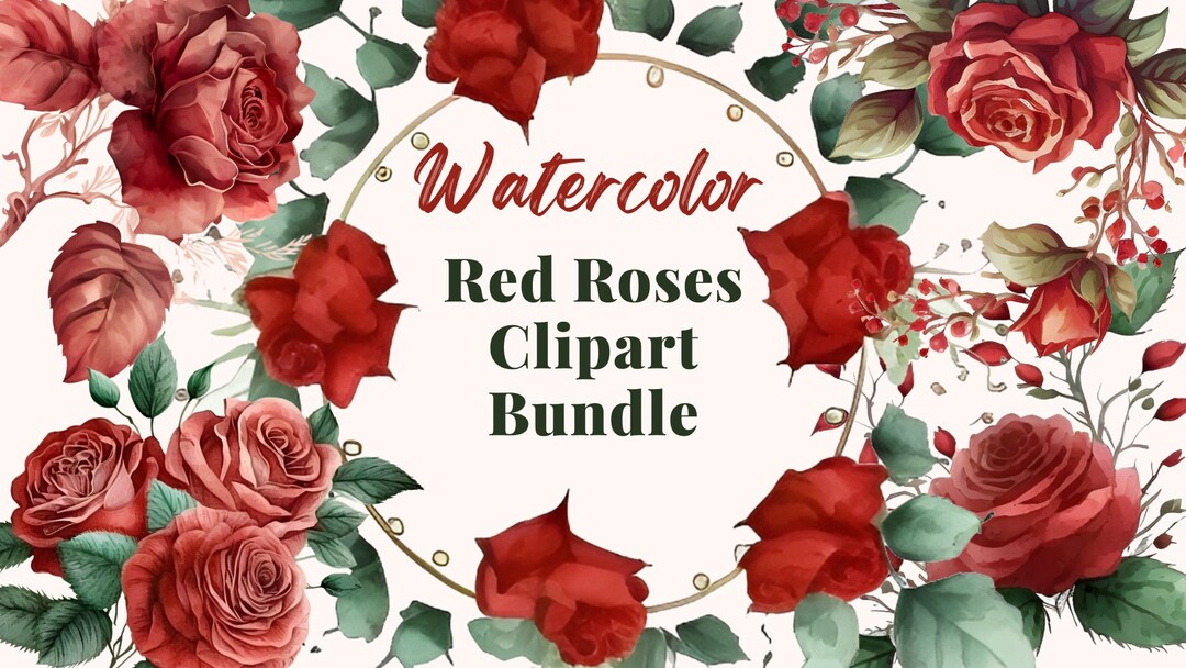 Watercolor Floral Red Roses Clipart Red Roses Watercolor - Etsy
