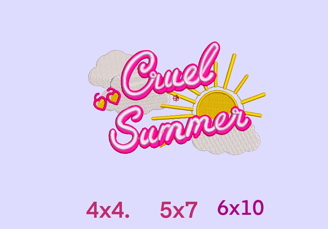 Summer Inspired Cruel Summer Embroidery Design, Trendy Embroidery ...