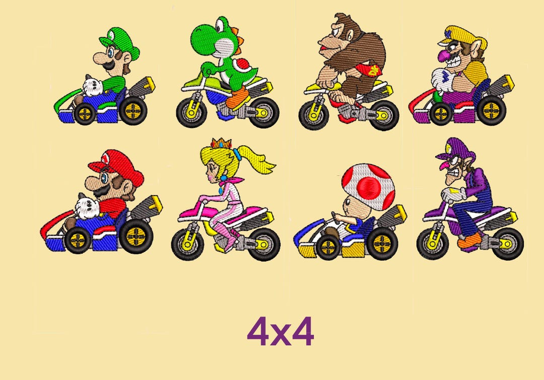 Mario and Friends Kart Embroidery - Embroidery Design, Trendy ...