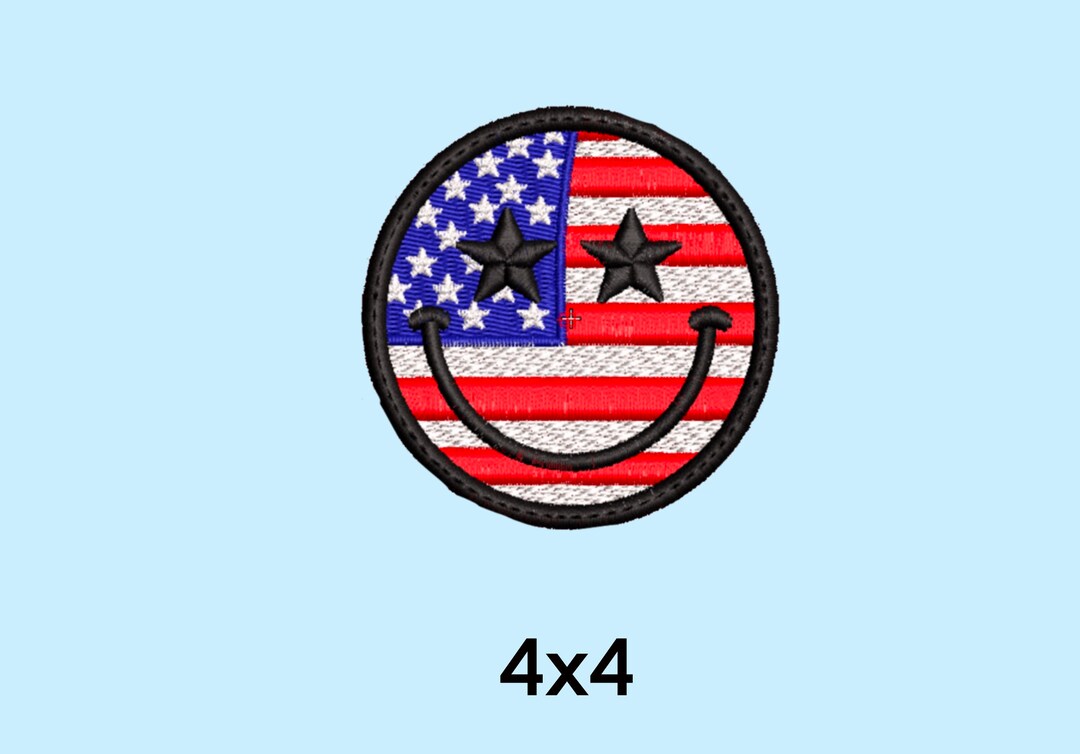Smiley Face USA Flag - Embroidery Design, Trendy Embroidery, Instant ...