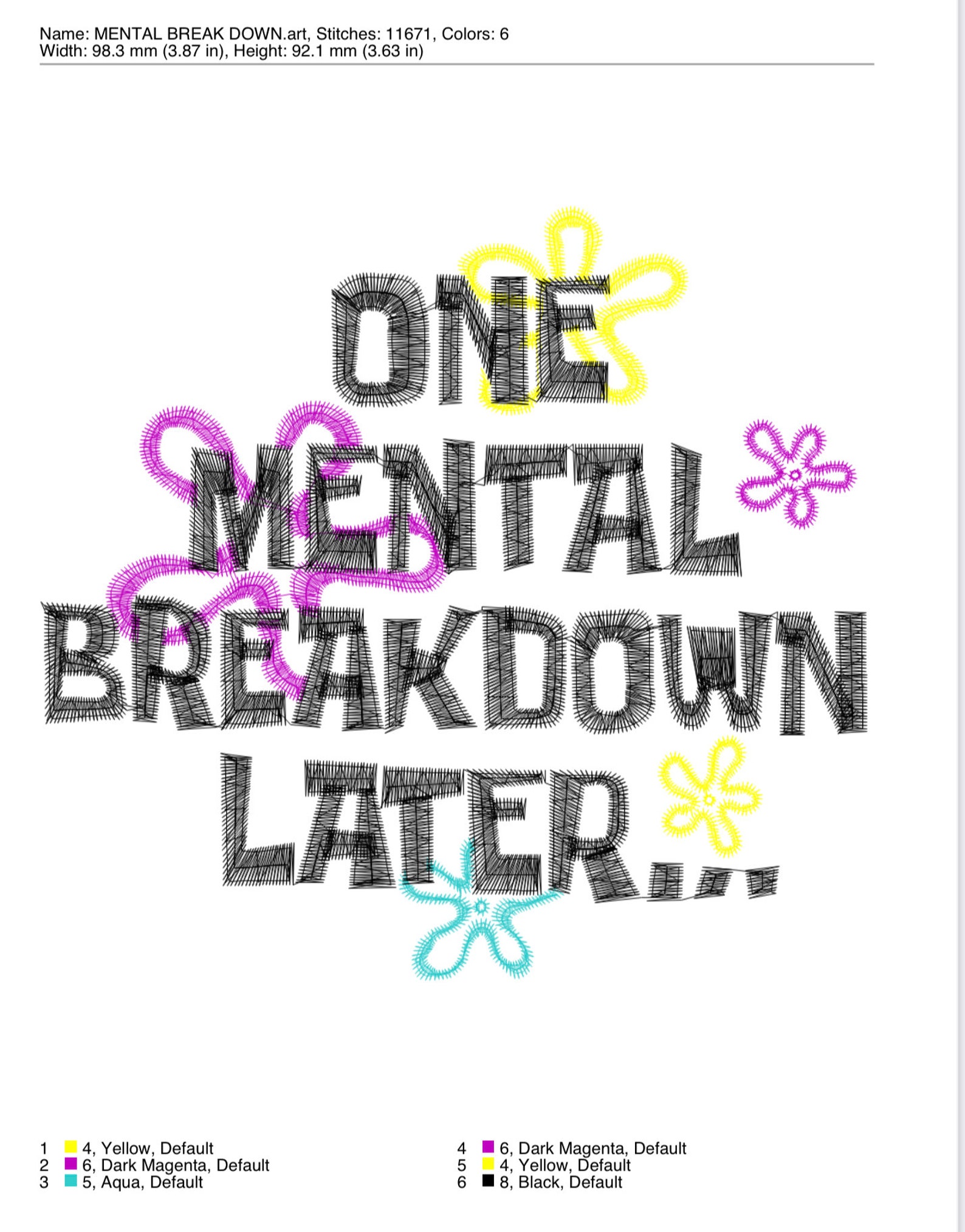 One Mental Breakdown Later Embroidery Design Trendy - Etsy