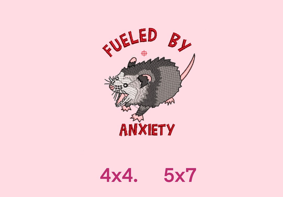 Anxiety Anxious Possum - Embroidery Design, Trendy Embroidery, Instant ...