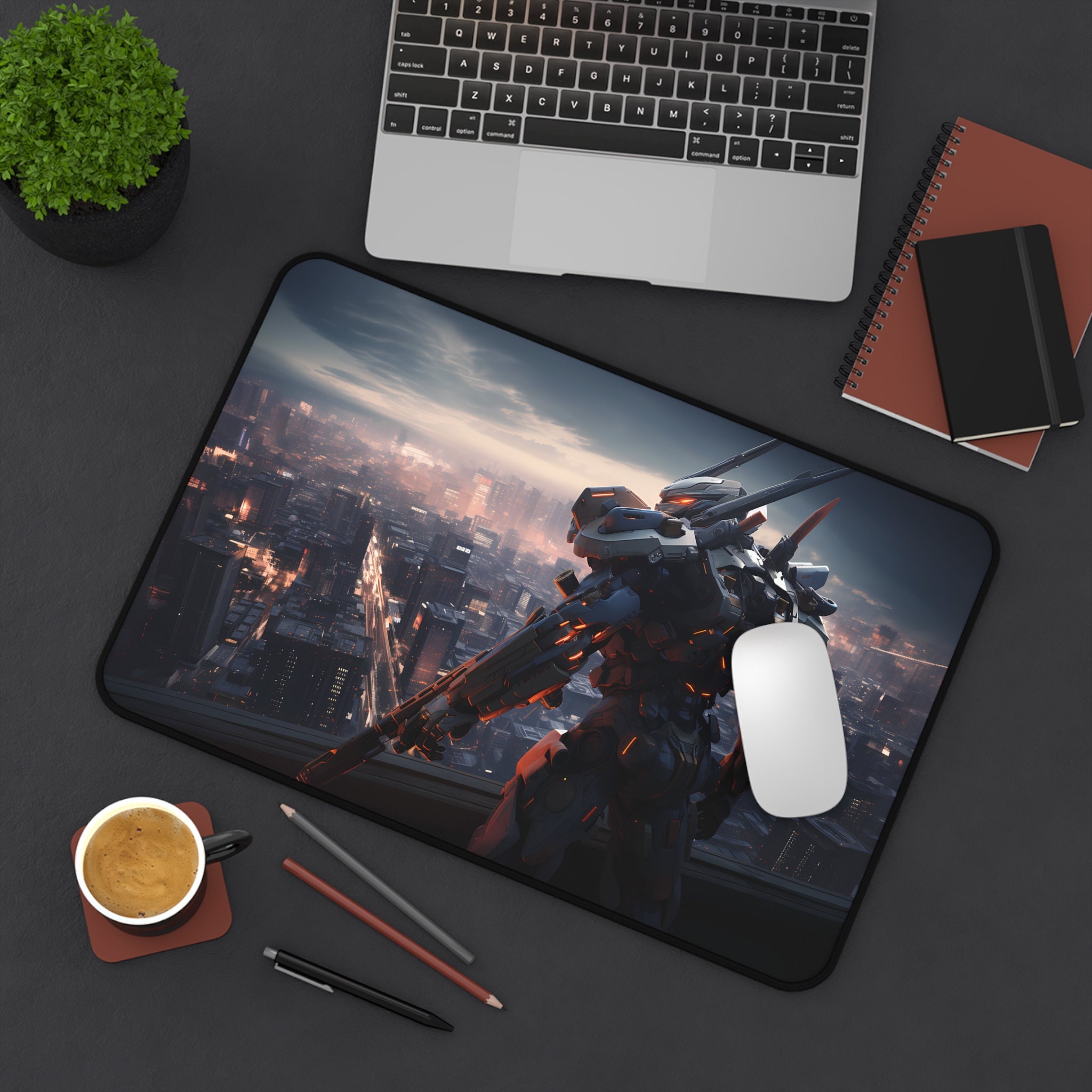 Anime Cyborg Desk Mat, Cyberpunk City Mouse Pad XXL, Futuristic Anti ...