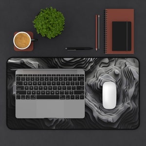 Gray Topography Desk Mat, Grayscale Mouse Pad XXL, Anti-slip Minimalist ...