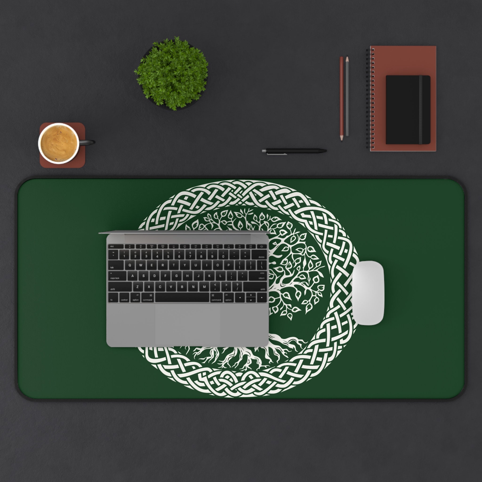 Celtic Knot Desk Mat, Tree of Life Art Mouse Pad XXL, Anti-slip Green ...